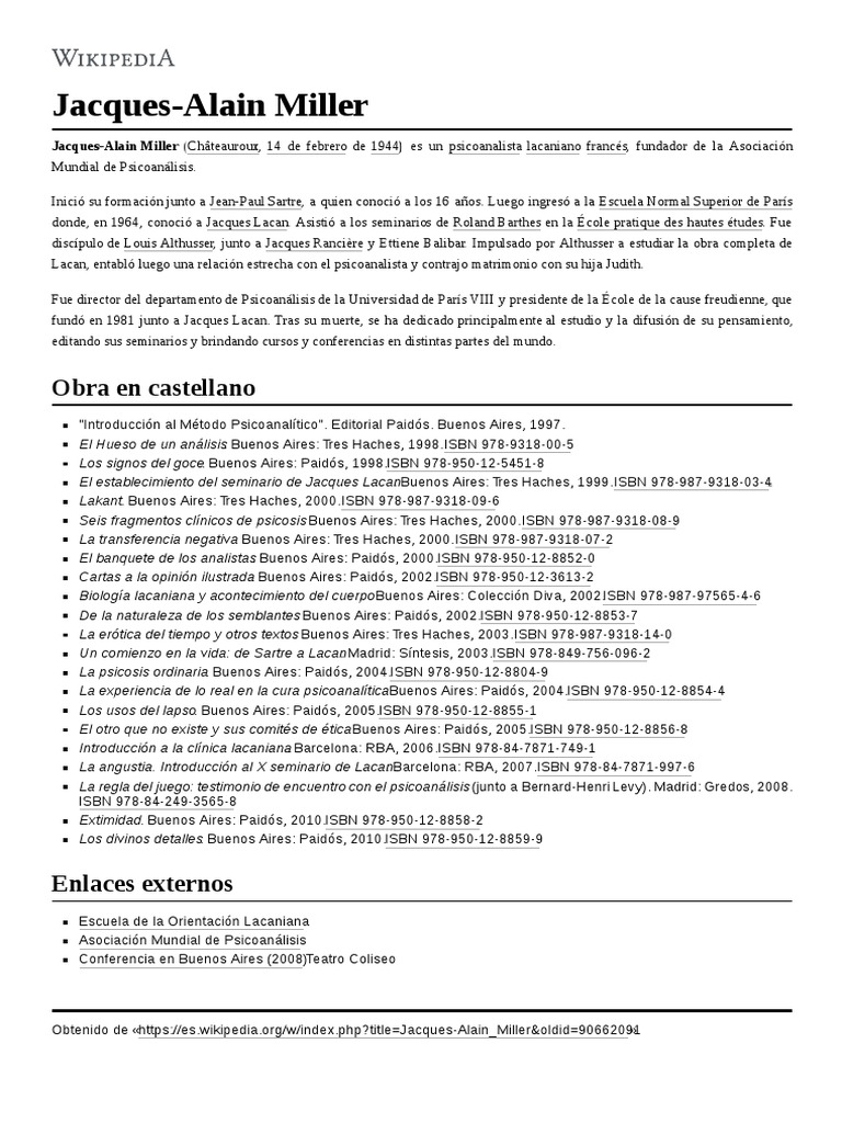 Jacques-Alain Miller PDF | PDF | Psicoanálisis | Science
