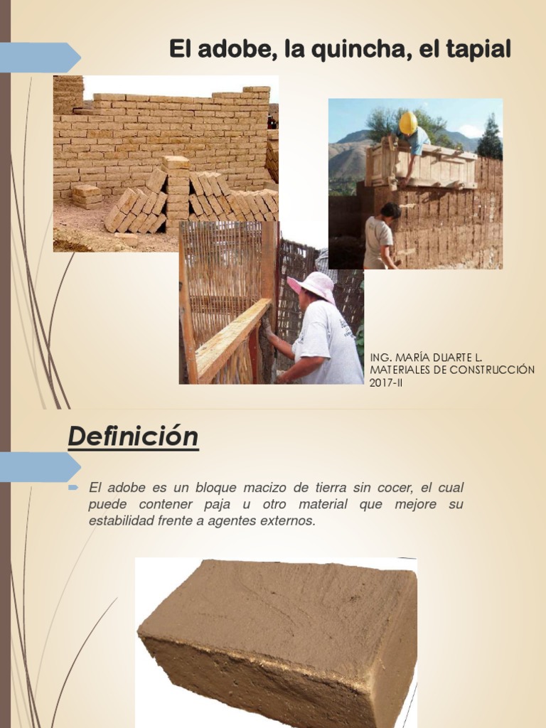 Clase El Adobe Quincha y Tapial | PDF | Materiales de construcción ...