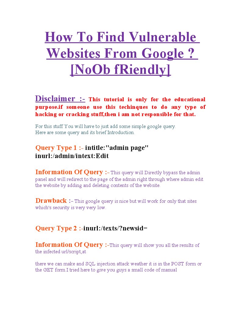 How To Find Vulnerable Websites From Google (Educational Purposr Only ...