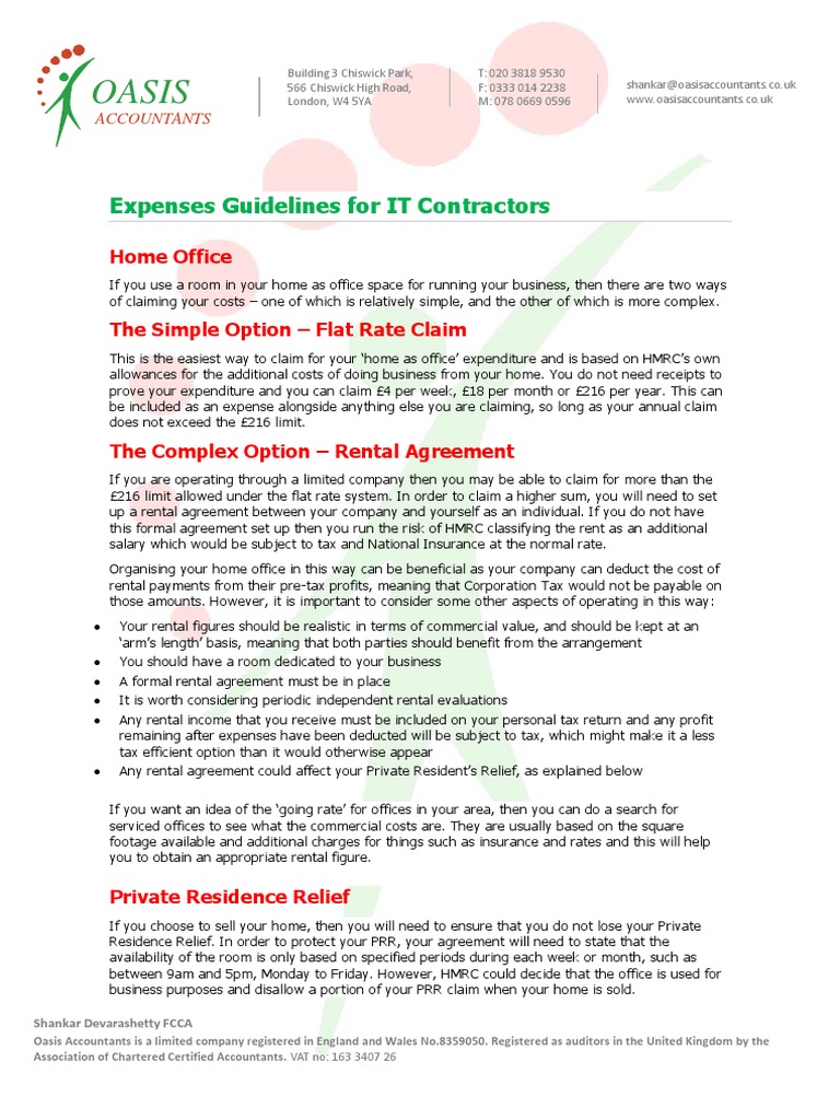 Expenses Guidelines - Home Office, Telephone, Internet, Computer Costs ...