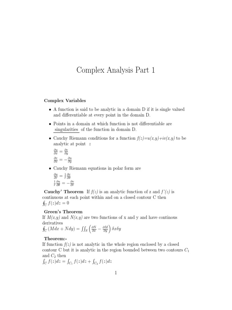 Complex Analysics Part 1 | PDF | Complex Analysis | Theoretical Physics