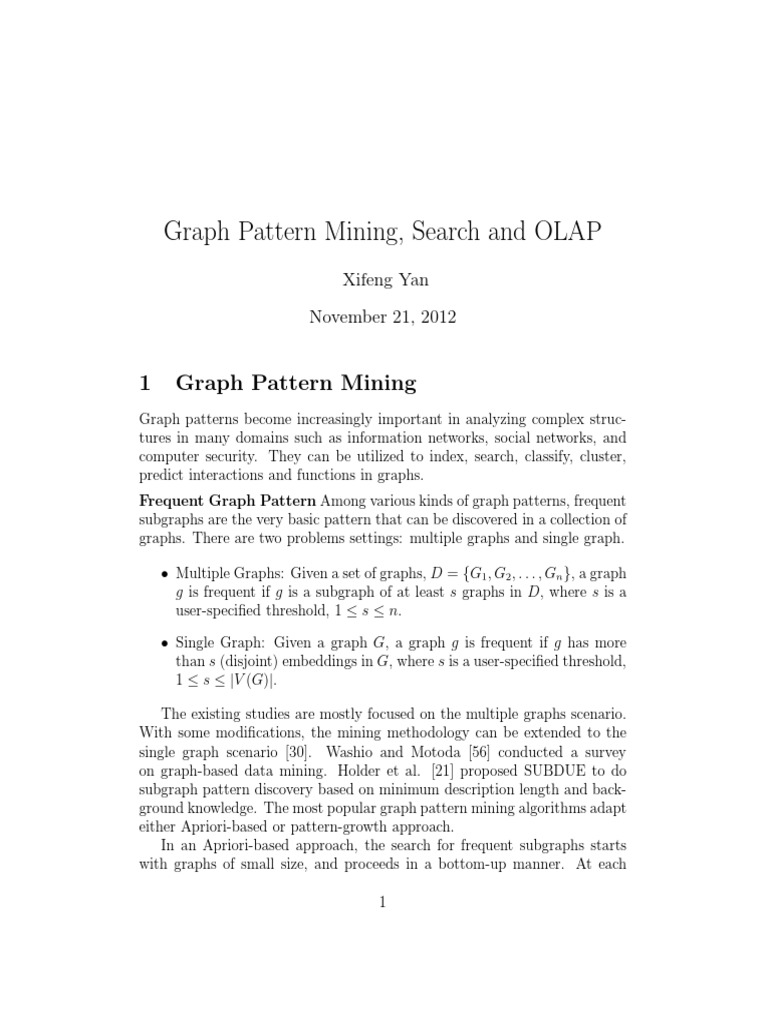 Graph Pattern Mining, Search and OLAP | PDF | Graph Theory | Vertex (Graph Theory)