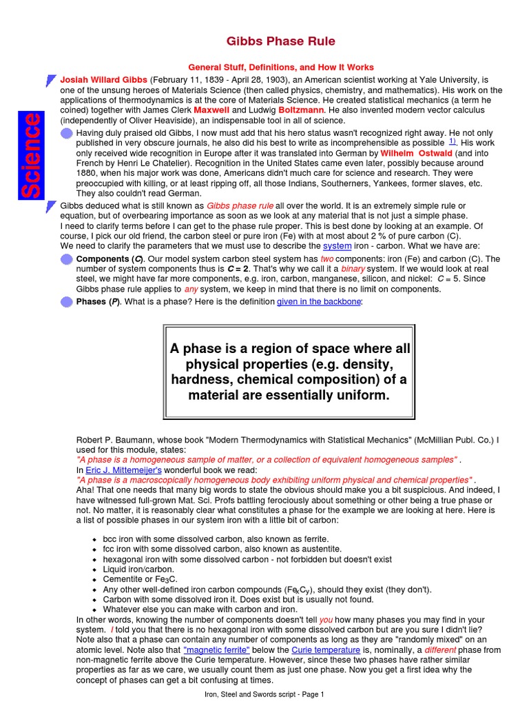 Gibbs Phase Rule Derivation | PDF | Phase Diagram | Phase (Matter)