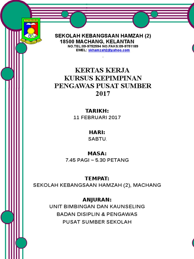 Kertas Kerja-Kursus Kepimpinan Pengawas Pss 2017