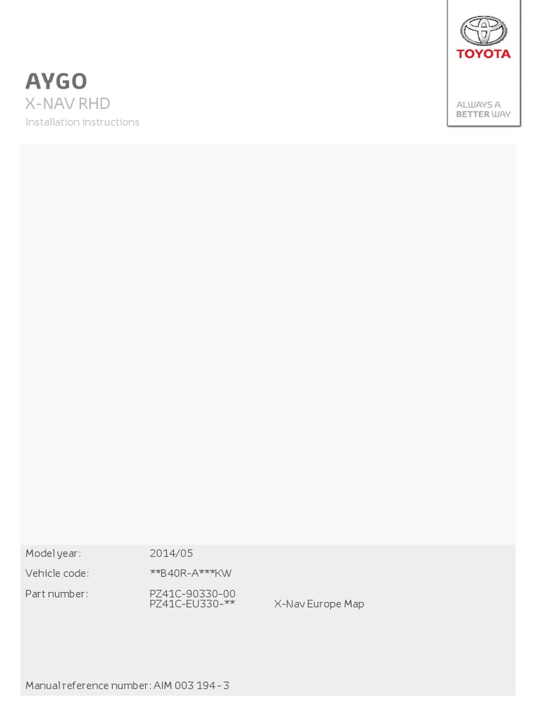 Aygo X NAV RHD PZ41C 90330 00 AIM 003 194 3 | PDF | Digital Technology ...