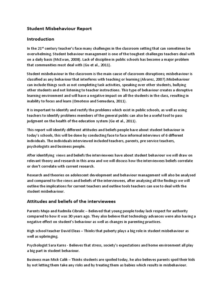 student miss behaviour report | Adolescence | Parenting