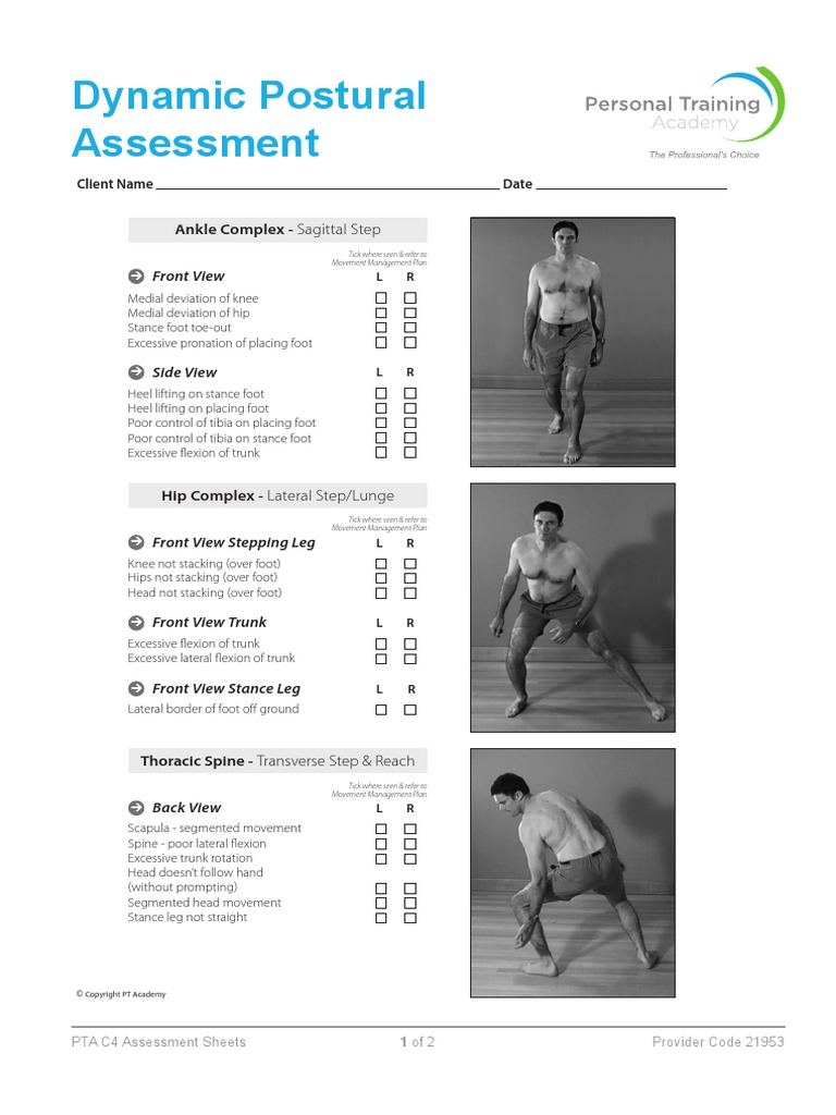 Postural Assessment Sheets | PDF | Anatomical Terms Of Motion | Foot