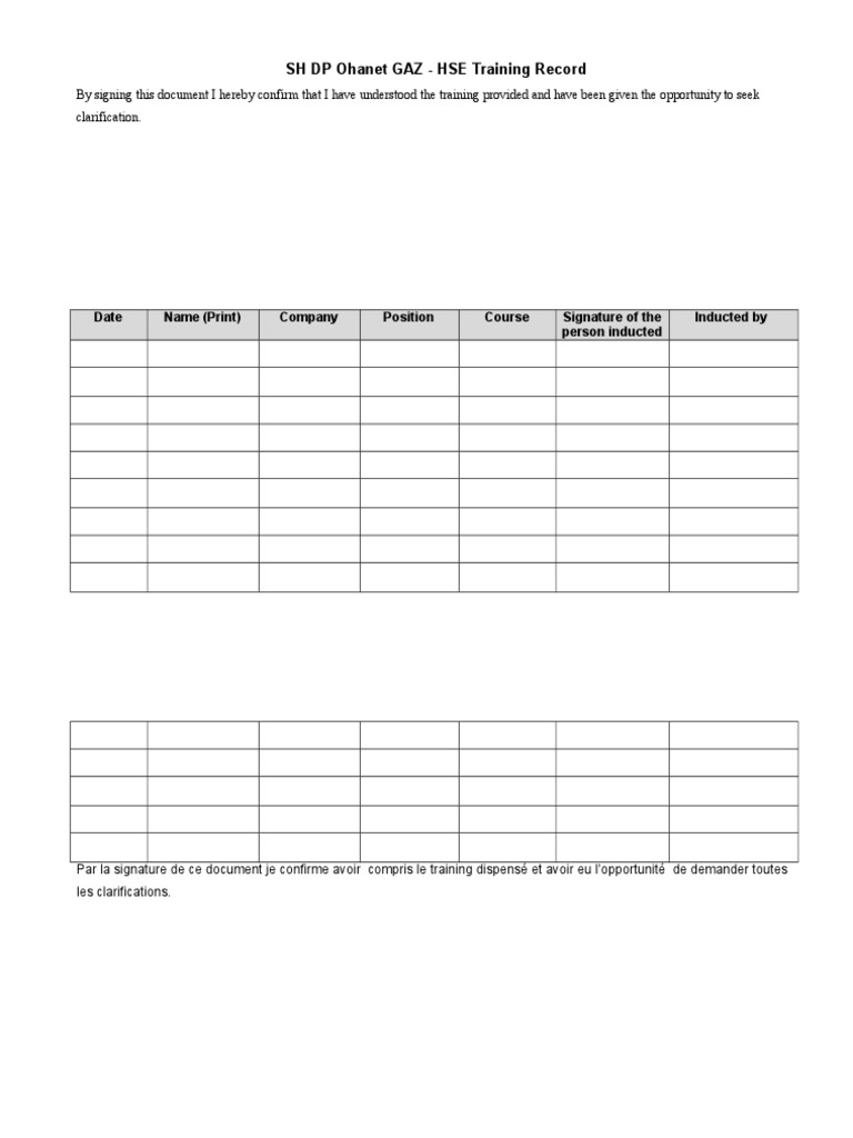 Training Record Induction | PDF