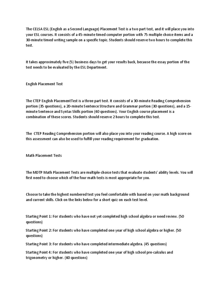 The Celsa Esl | PDF | English As A Second Or Foreign Language | Test ...