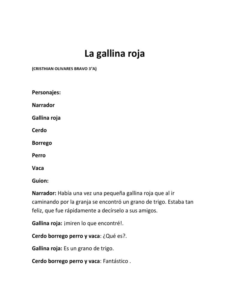 La Gallina Roja (Obra) | PDF | Panes | Entretenimiento (general)