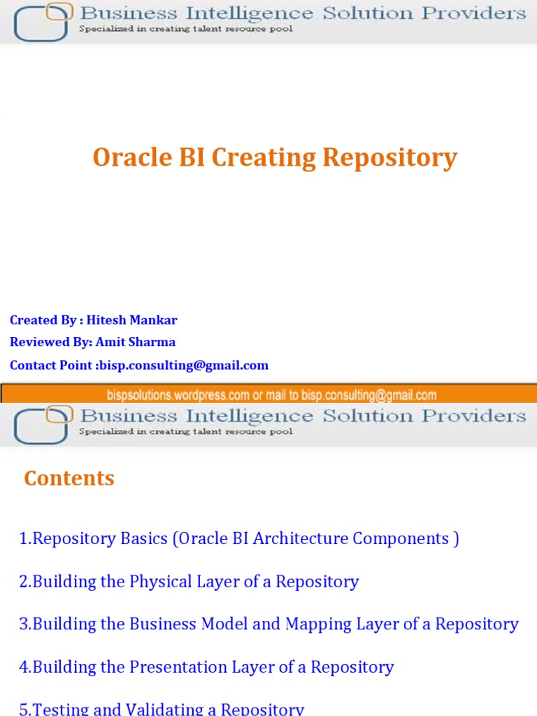 OBIEE Repository Basics by BISP | PDF | Databases | Metadata