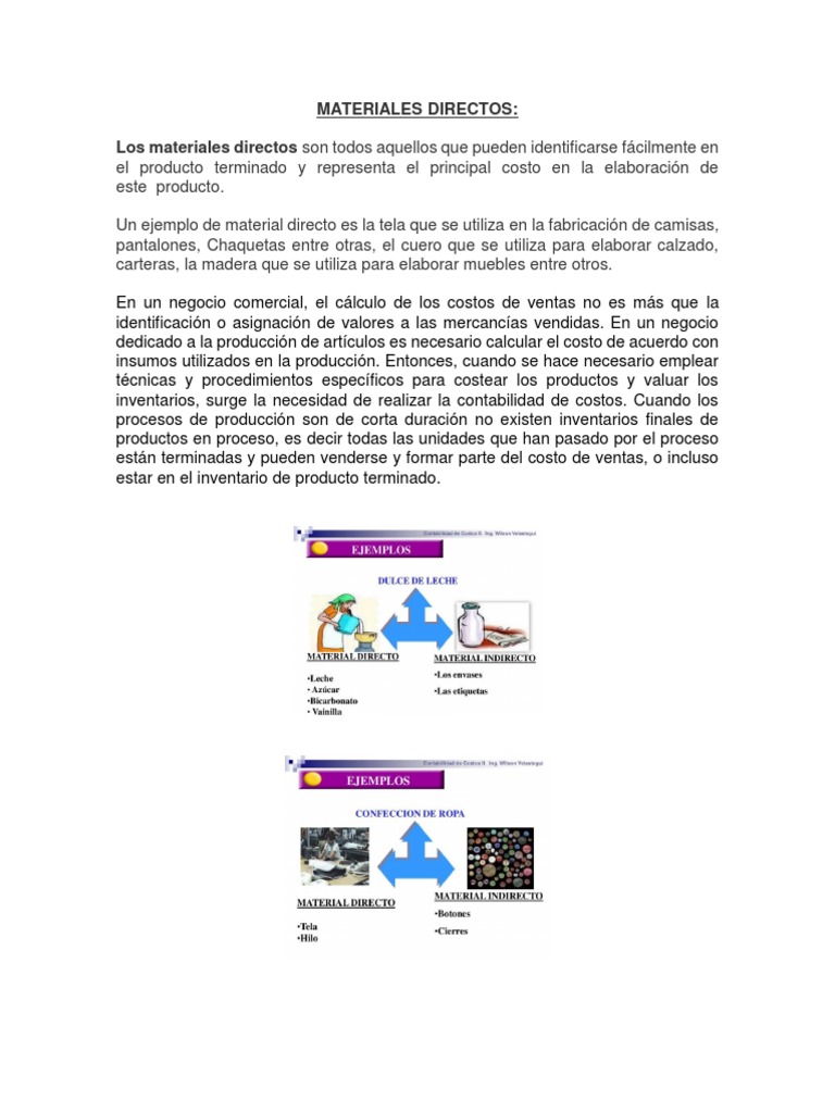 Materiales Directos | PDF | Costo | Salario