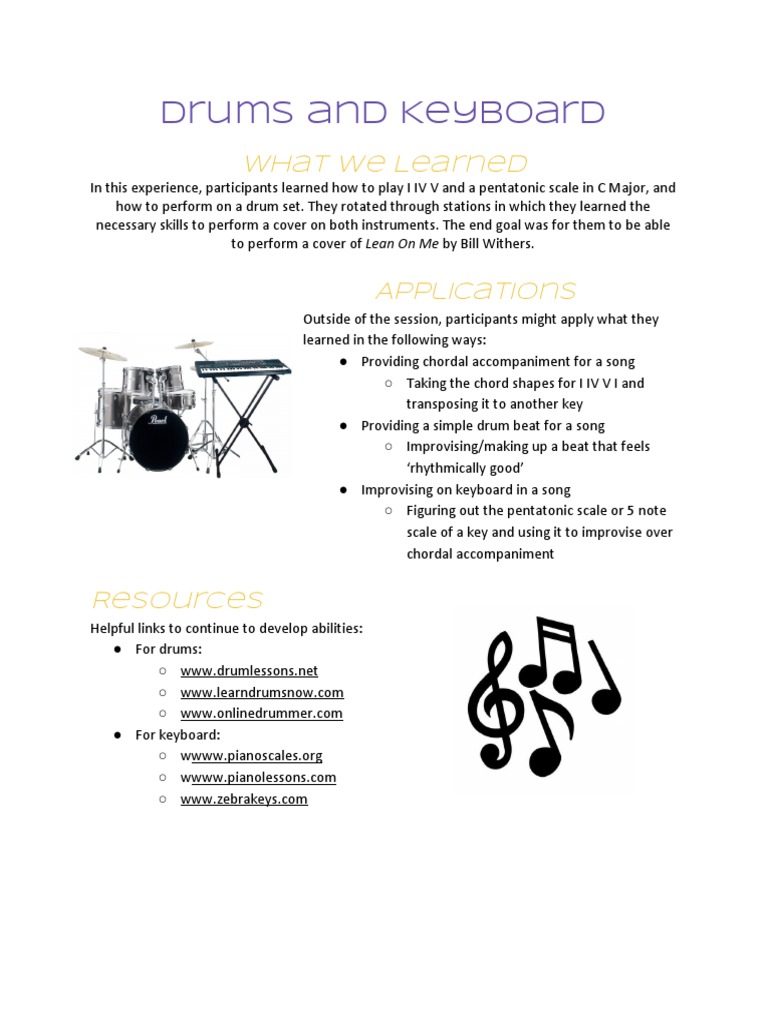 Drums and Keyboard Handout | PDF