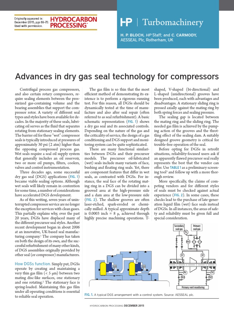 Advances in Dry Gas Seal Technology For Compressor | PDF | Reliability ...