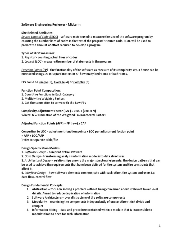 Software Engineering Reviewer - Midterm | PDF | Inheritance (Object Oriented Programming ...