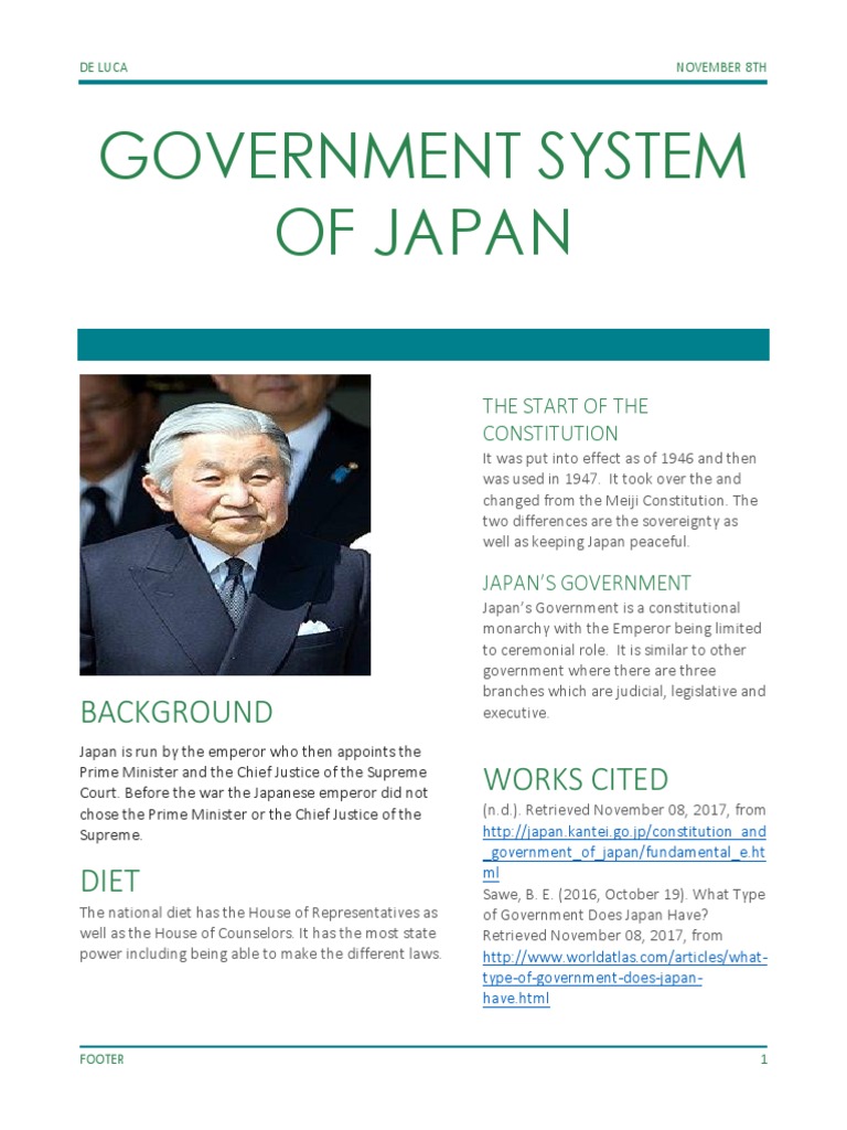 Government System Of Japan: Background Works Cited | Japan | Government ...