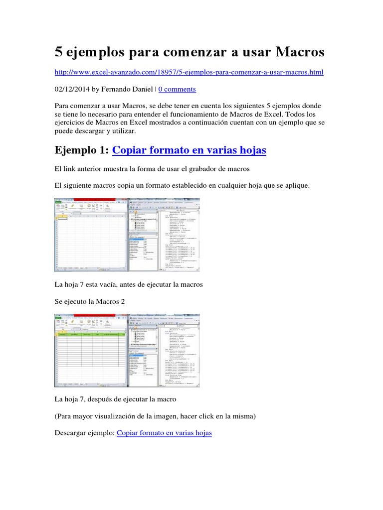 5 Ejemplos para Comenzar A Usar Macros | PDF | Macro (informática) | Microsoft Excel