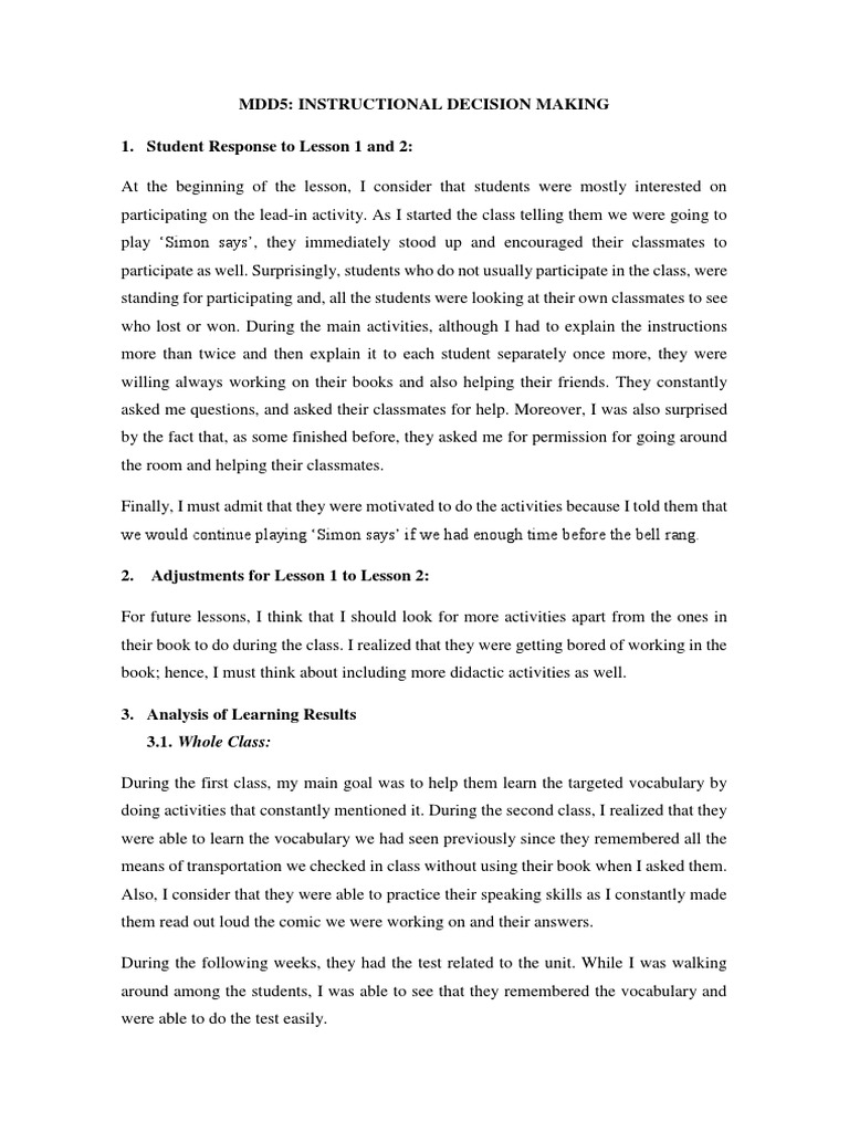 MDD 5 | PDF | Teaching | Psychology