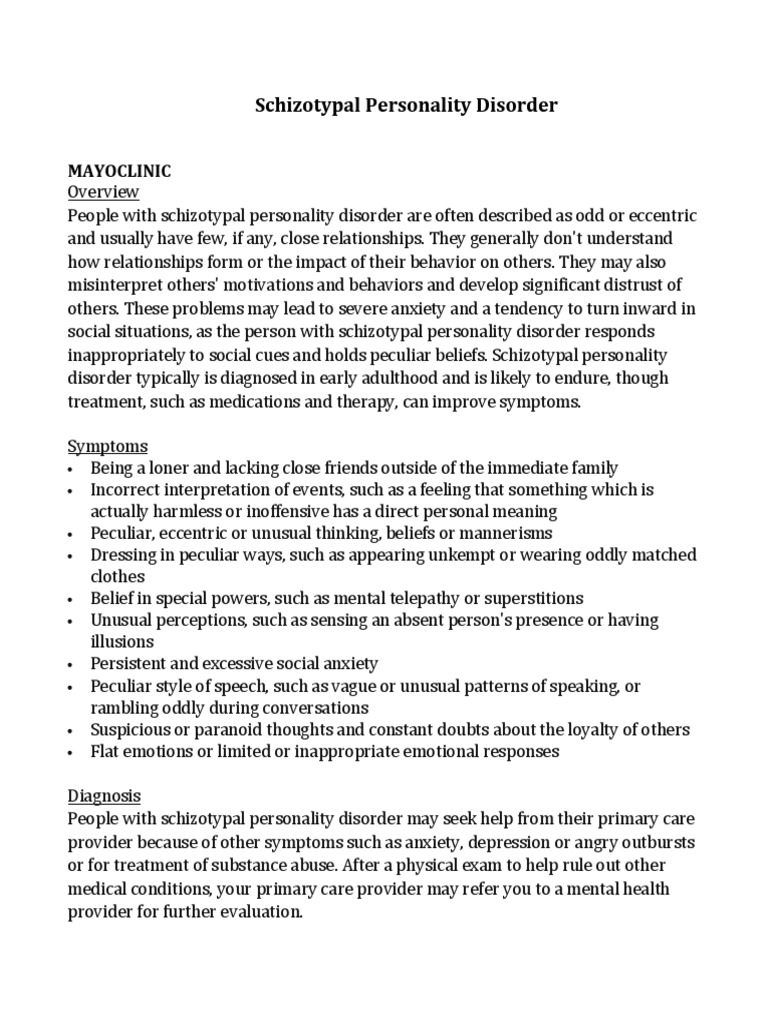 Schizotypal Personality Disorder | PDF | Personality Disorder ...