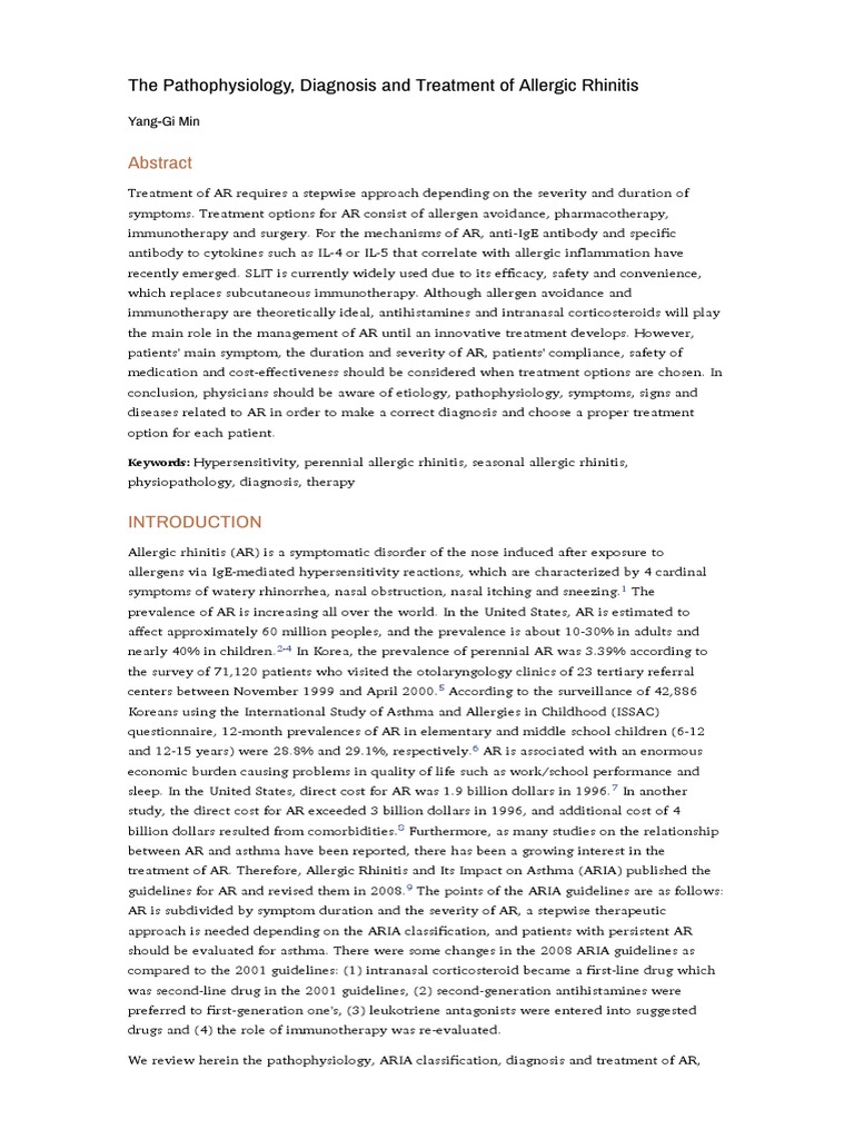 The Pathophysiology - Diagnosis and Treatment of Allergic Rhinitis ...