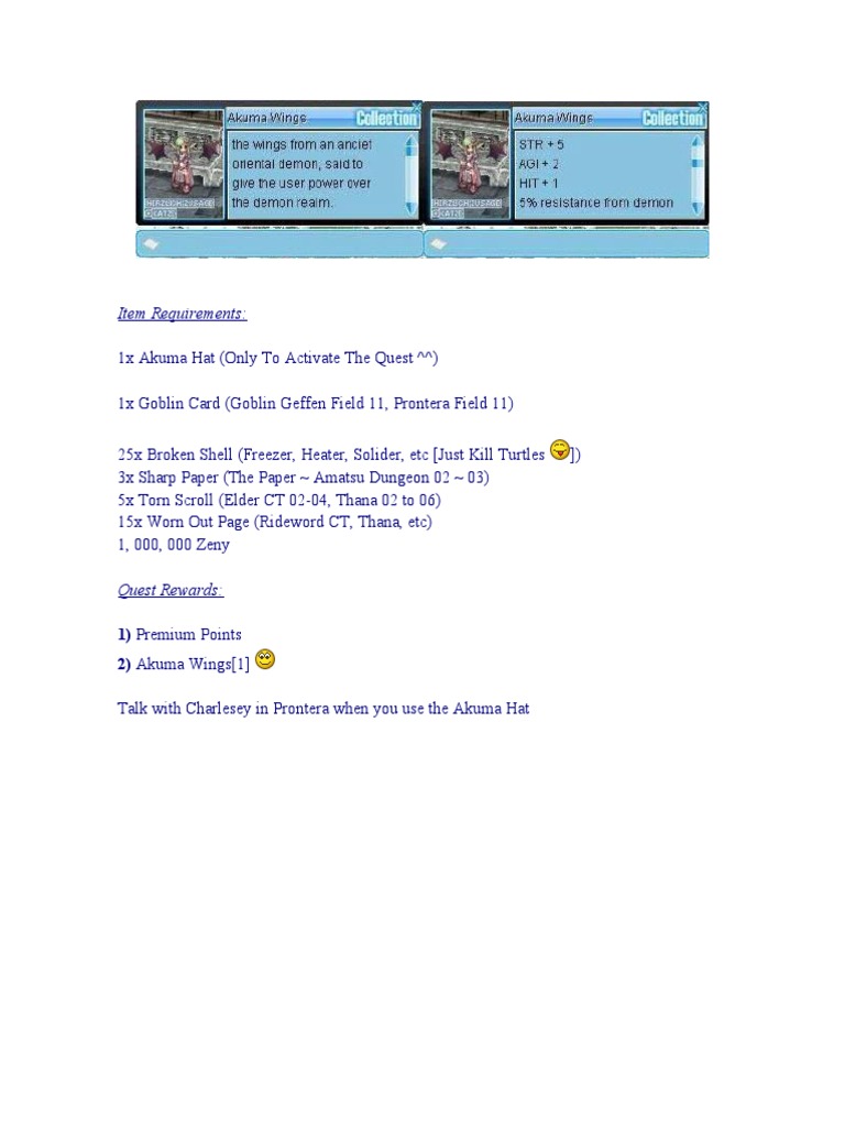 Akuma Quest Item Requirements Guide | PDF | Home & Garden