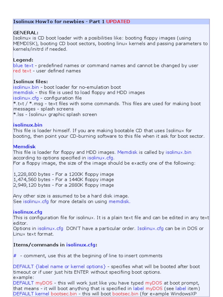 Isolinux HowTo For Newbies | PDF | Booting | Floppy Disk
