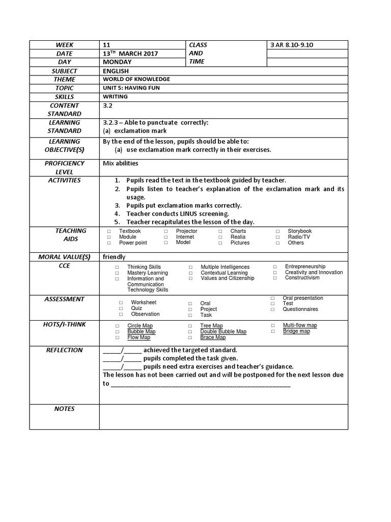 Week Class AND Time Date DAY Subject Theme Topic Skills Content Standard Learning Standard ...