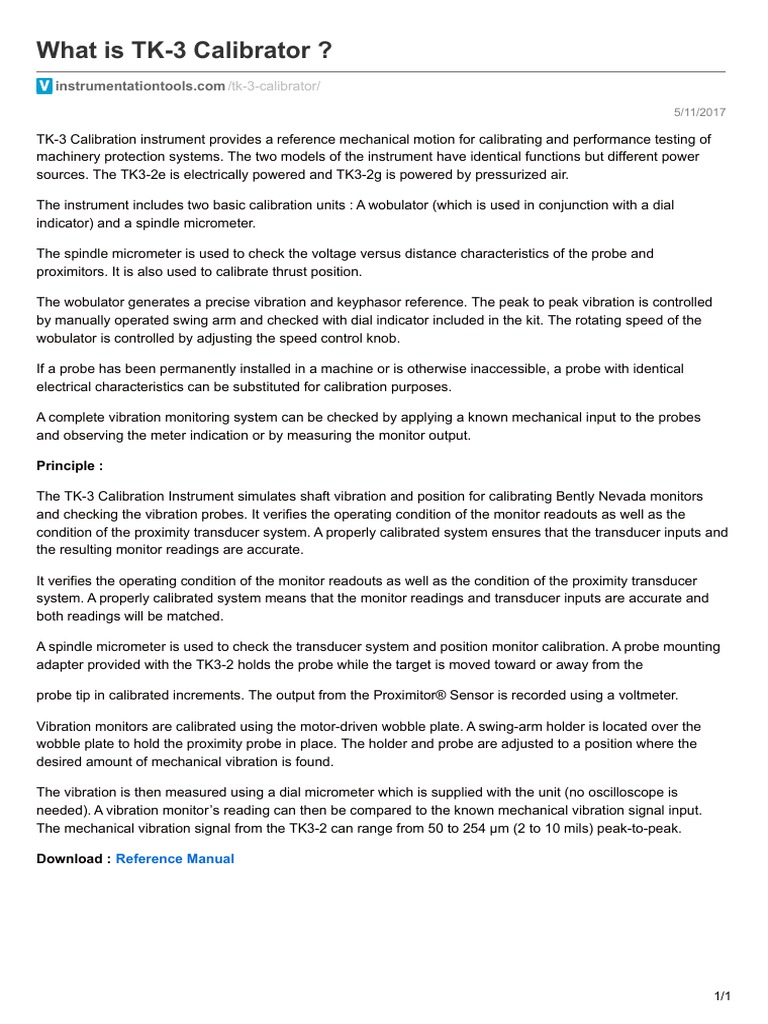 What Is TK-3 Calibrator | PDF | Calibration | Tools