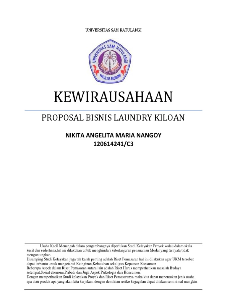 Proposal Bisnis Laundry Kiloan | PDF