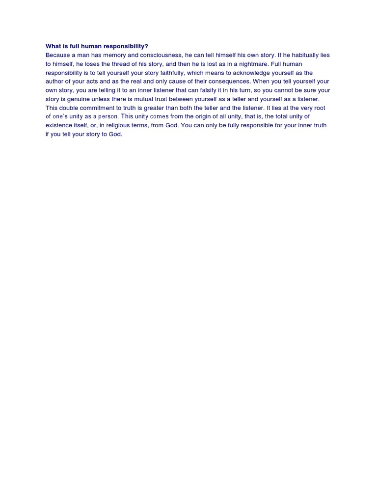 Full Human Responsibility Explained | PDF | Wellness