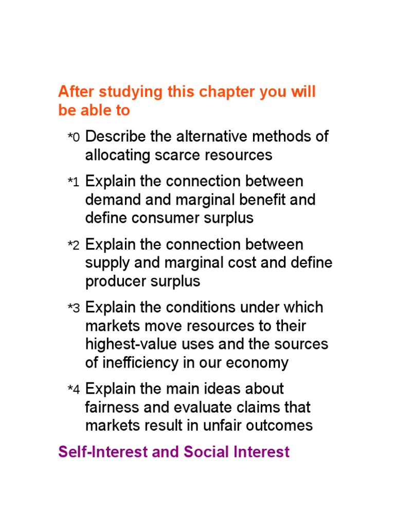After Studying This Chapter You Will Be Able To: Self-Interest and ...