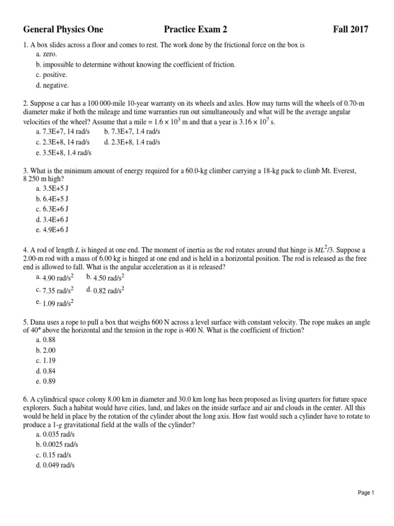 Practice Exam 2 PDF | PDF | Rotation Around A Fixed Axis | Speed