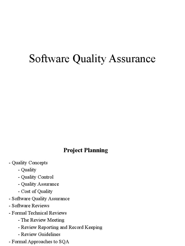 Software Quality Assurance | PDF | Software Quality | Reliability ...