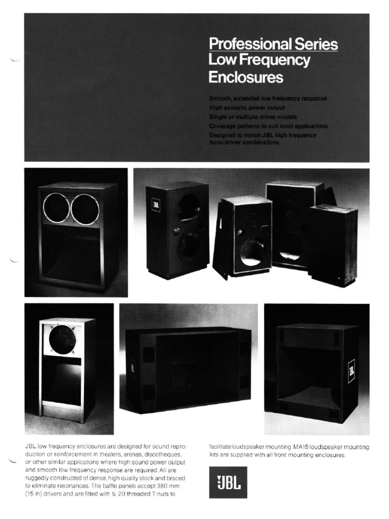 JBL Sound Enclosures Guide | PDF | Loudspeaker | Signal Processing