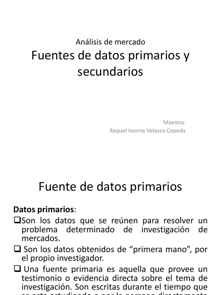 Fuentes de Datos Primarios y Secundarios-Presentación | PDF ...