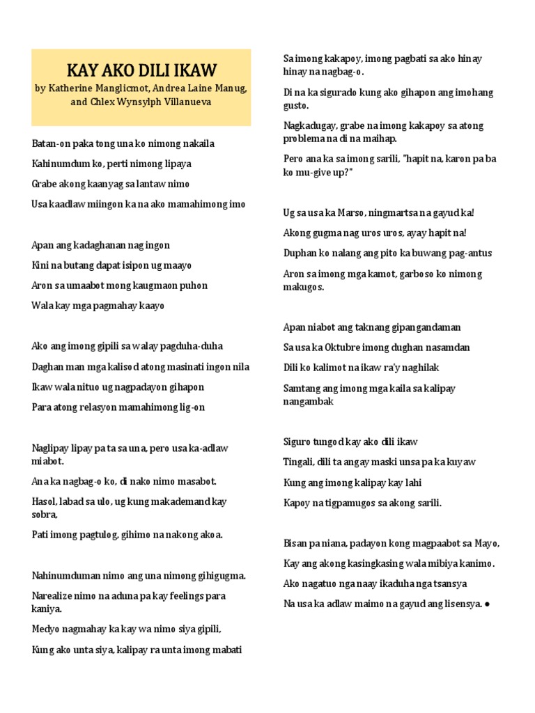 Kay Ako Dili Ikaw-Philo Poem | PDF