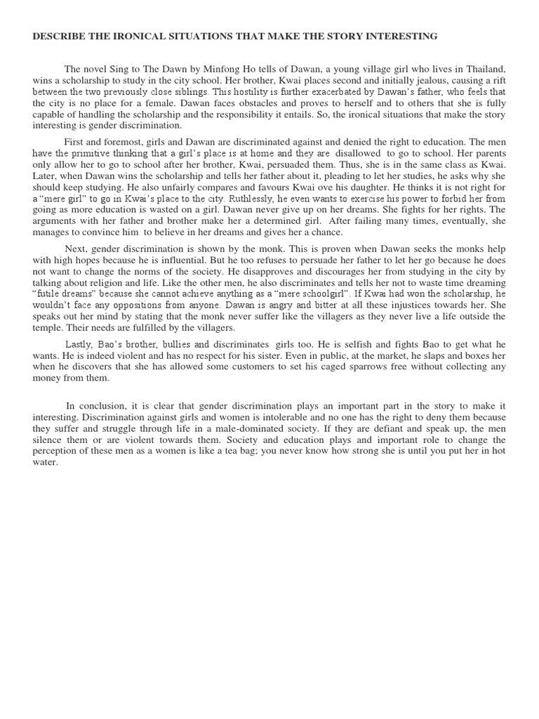 Describe The Ironical Situations That Make The Story Interesting | PDF ...