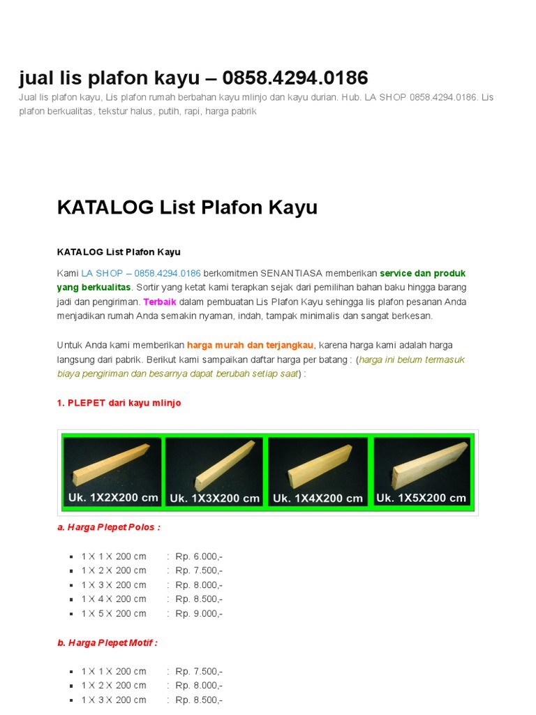 KATALOG List Plafon Kayu - Jual Lis Plafon Kayu - 0858.4294 | PDF