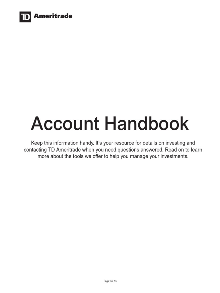 TDA Account Handbook | PDF | Order (Exchange) | Exchange Traded Fund
