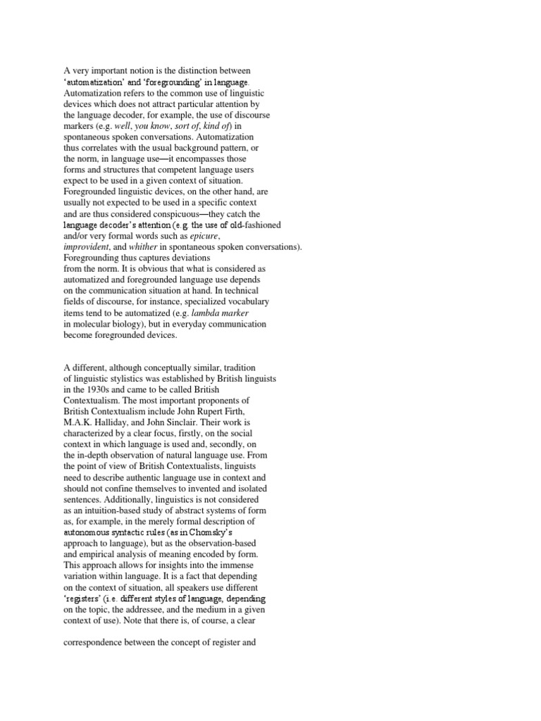 A Very Important Notion Is The Distinction Between | PDF | Linguistics ...