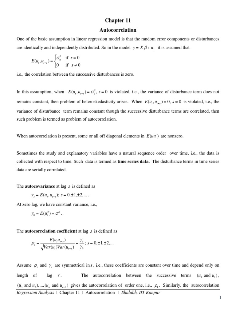 Chapter11 Regression Autocorrelation | PDF | Ordinary Least Squares | Autocorrelation