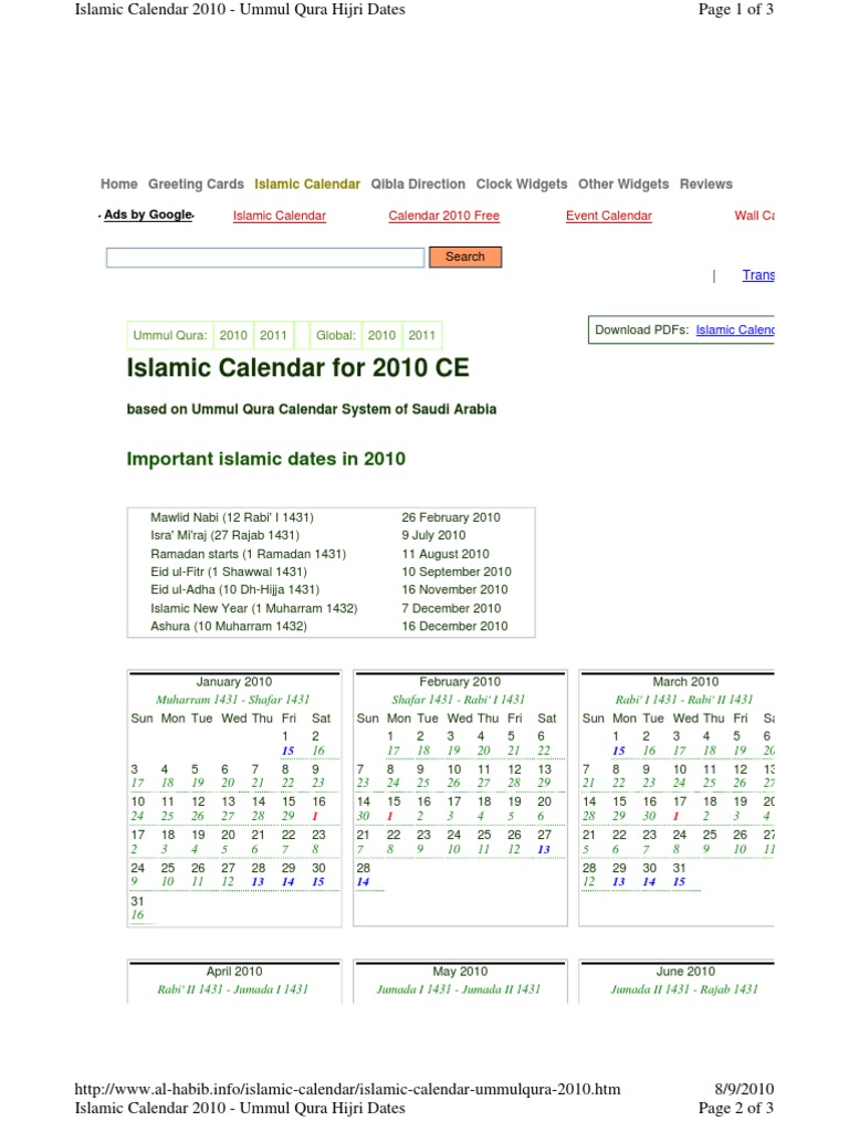 Islamic Calendar Ummu | PDF | Abrahamic Religions | Semitic Words And ...