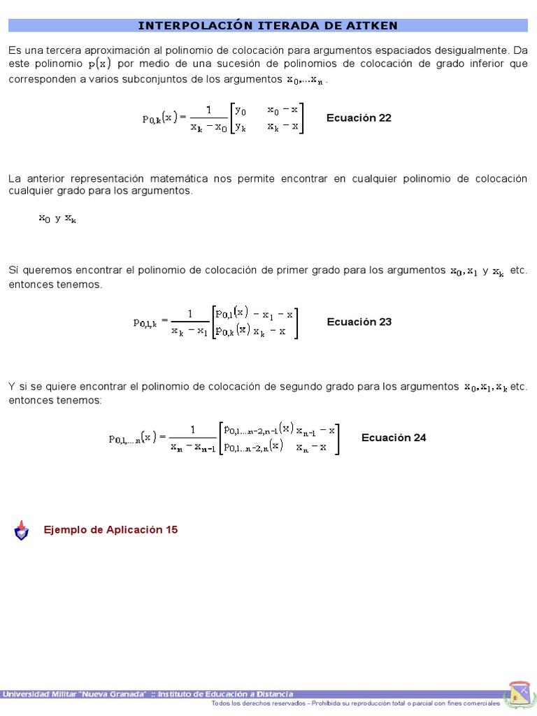 Interpolación Iterada de Aitken | PDF
