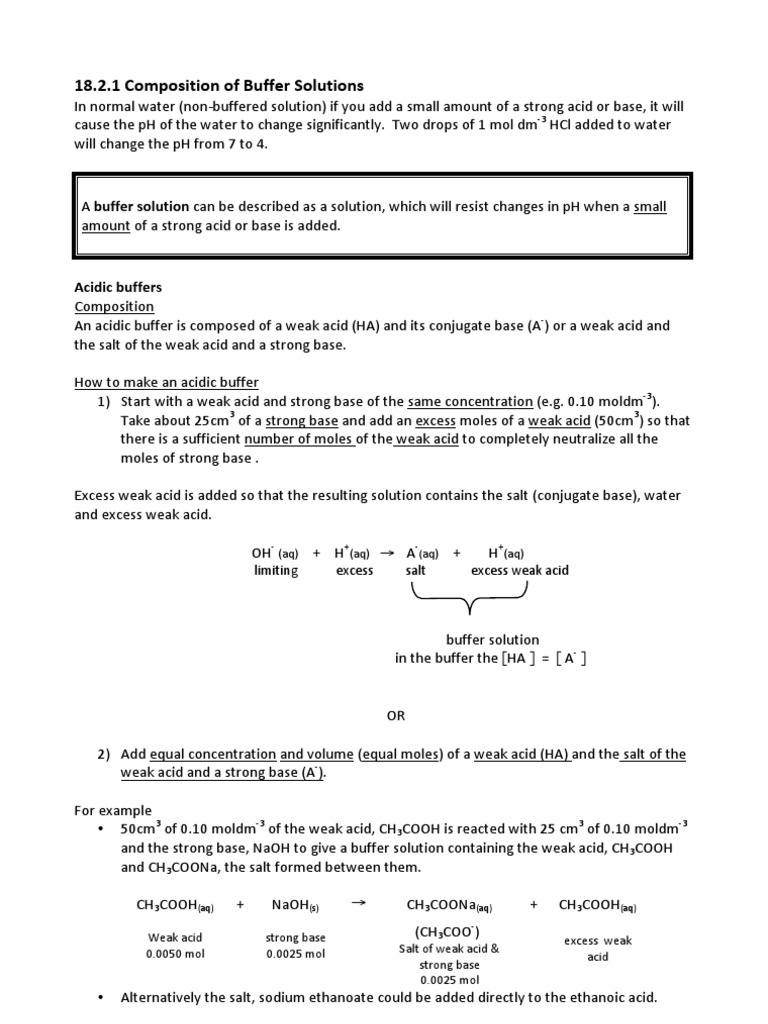 Composition of Buffer Solutions | PDF | Buffer Solution | Acid