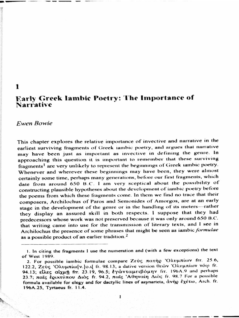 Bowie - Early Greek Iambic Poetry | PDF