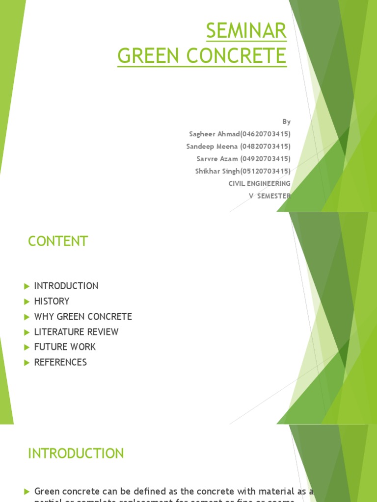 Seminar Ppt on Green Concrete | Construction Aggregate | Concrete