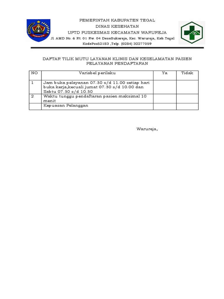 DAFTAR TILIK Indikator Mutu | PDF