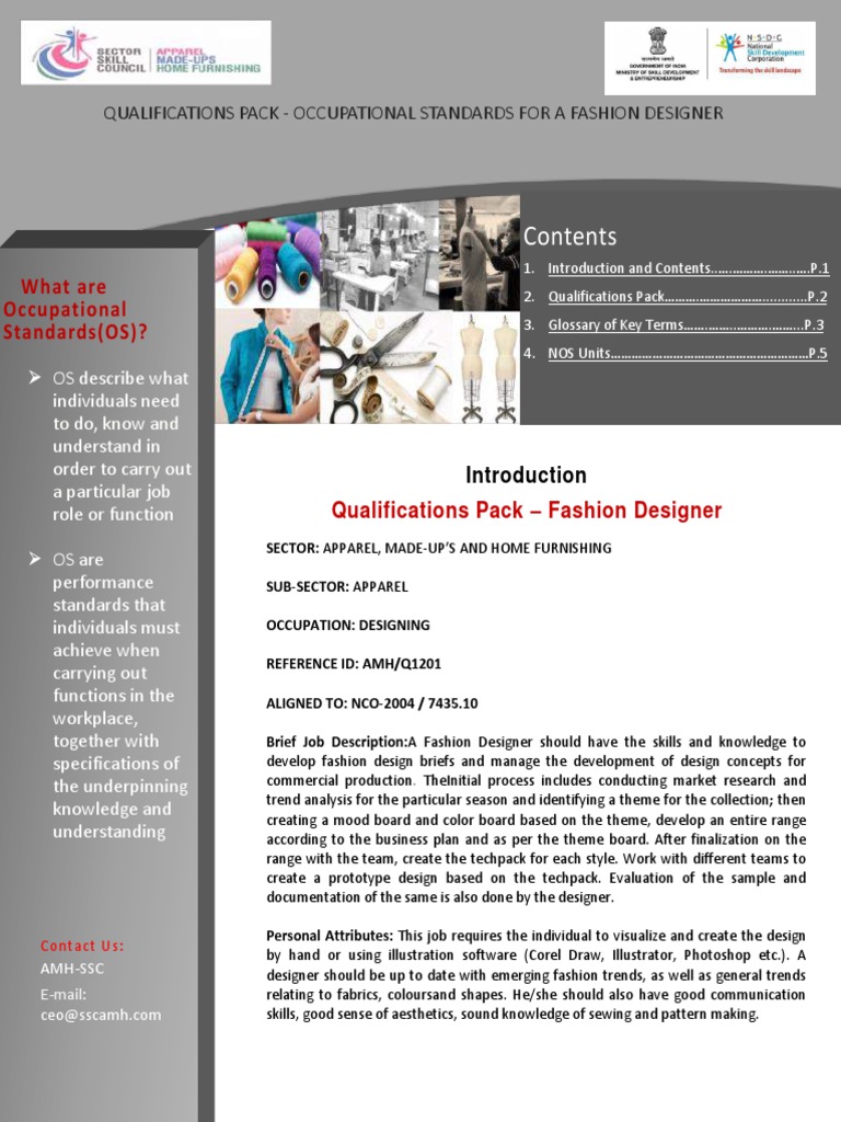 Fashion Designer Qualifications Pack | PDF | Function (Mathematics ...