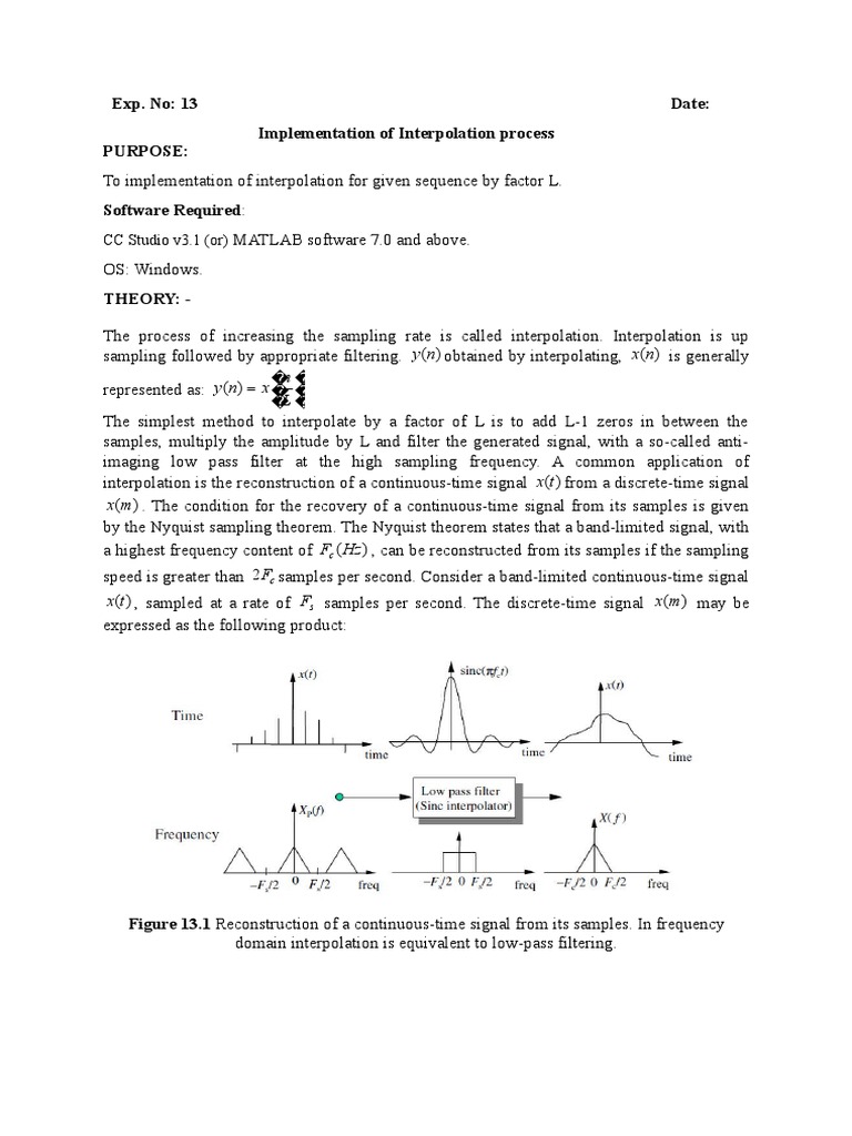 Exp. No: 13 Date: Implementation of Interpolation Process Purpose | PDF ...