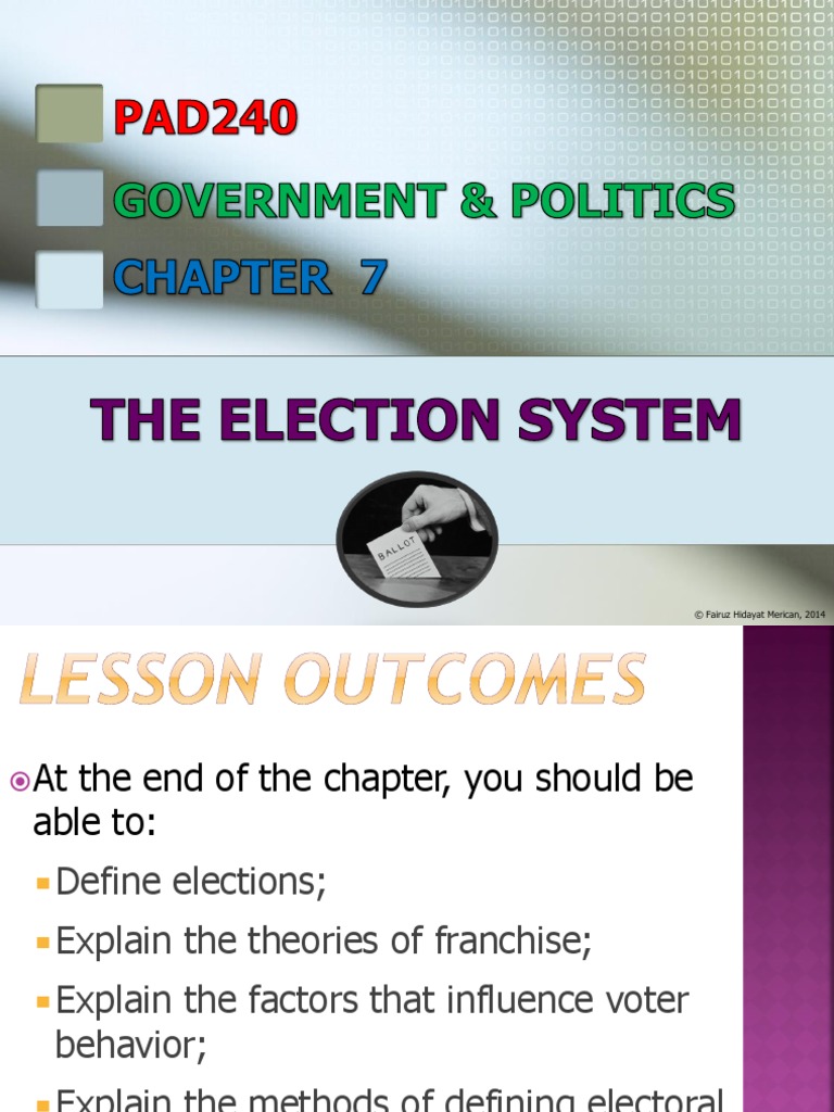 Chapter 7 - Election System | PDF | Voting | Suffrage